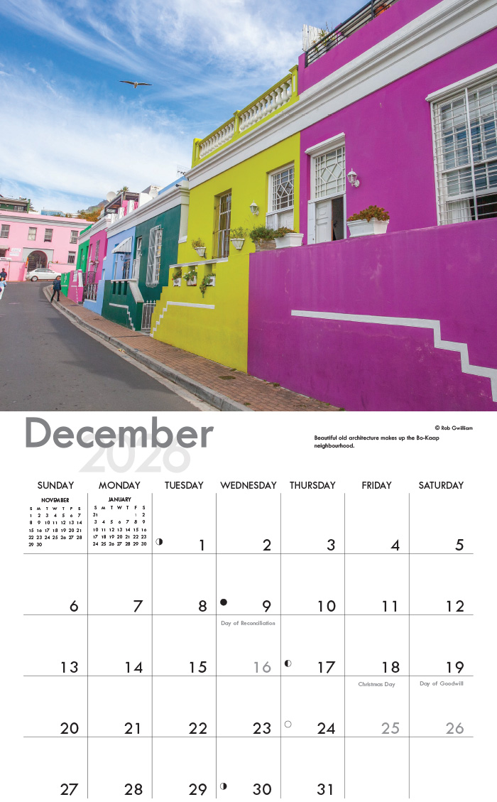 Cape Town Cape Tour A4 Wall Calendar 2026 | Calendar Shop